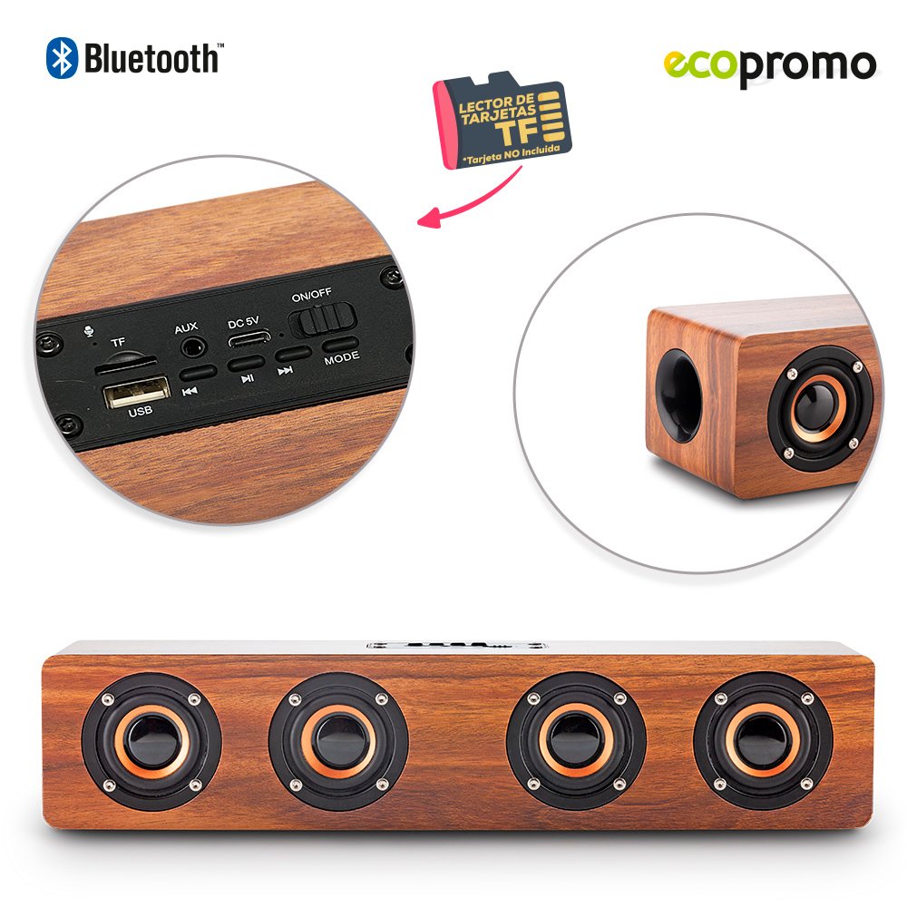 SPEAKER BLUETOOTH RETRO BAMBOO - TiendasMG